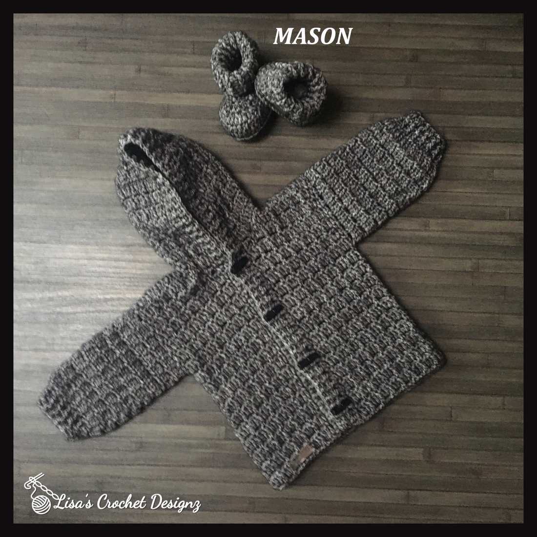 Mason Crochet Baby Hoodie and Booties Set Crochet Pattern Baby to 1 Ye ...
